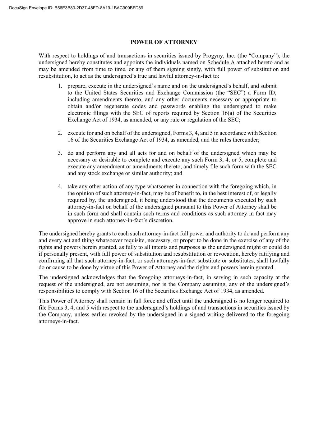 SEC Filing Progyny Inc 
